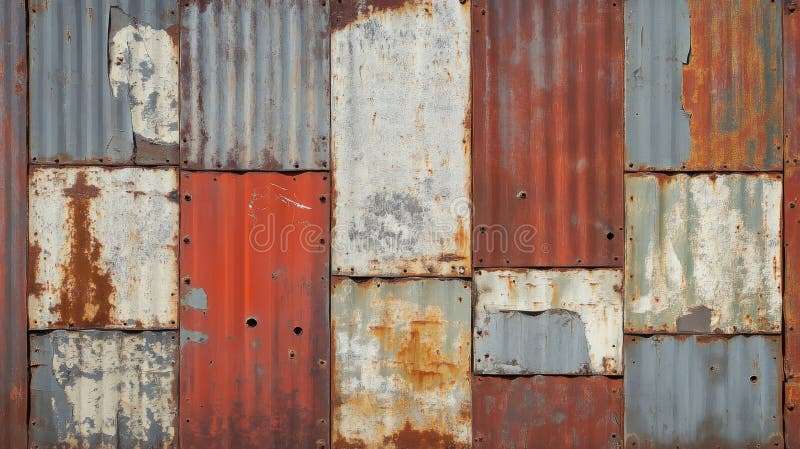 Rusted and Weathered Corrugated Metal Panels Stock Illustration ...