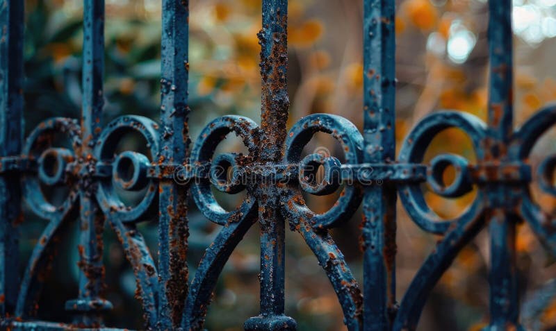 A Rusted Wrought Iron Gates in Hues of Deep Charcoal and Slate Gray ...