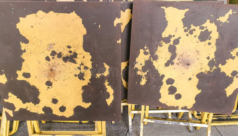 Rusted Yellow Foldable Metal Table Stock Photo - Image of texture ...