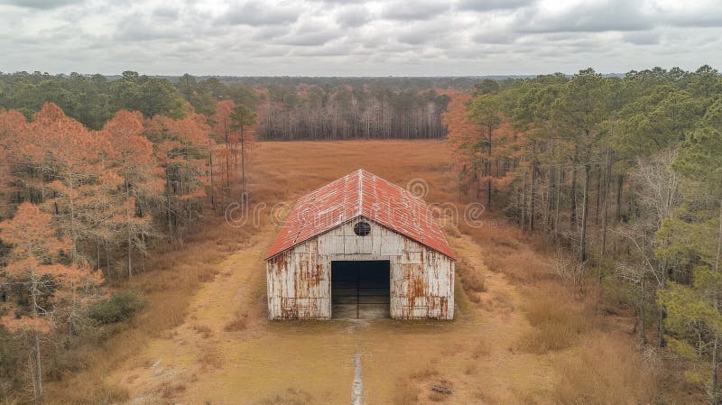 Rusty Barn in a Winter Landscape Stock Photo - Image of grass ...