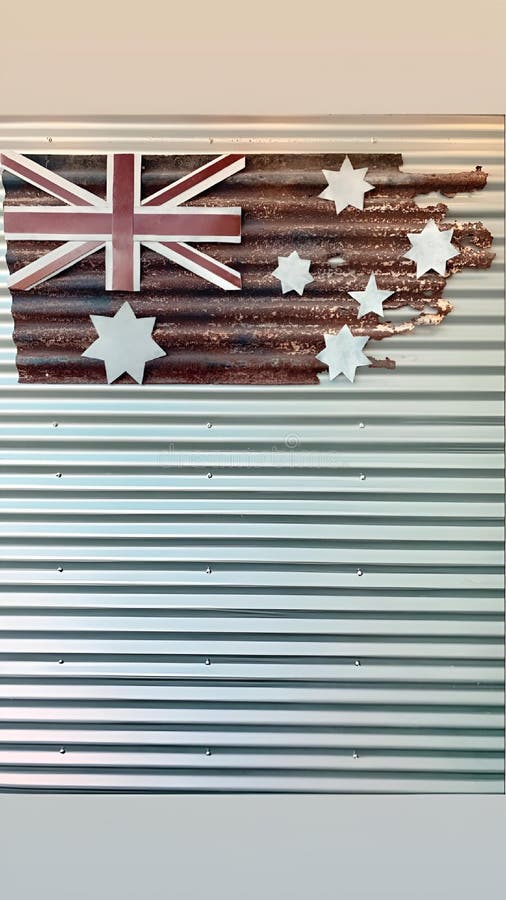 Rustic, Aged Metal Australian Flag, Mounted on a Wall Stock Photo ...