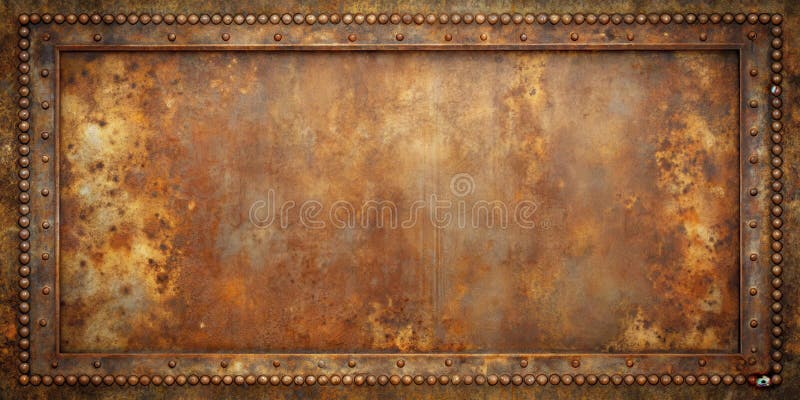 Rustic Aged Metal Panel with Decorative Beading and Rivets a Textured ...