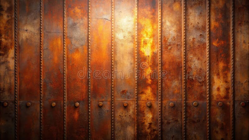 Rustic Aged Metal Panel with Decorative Rivets and Oxidized Texture ...
