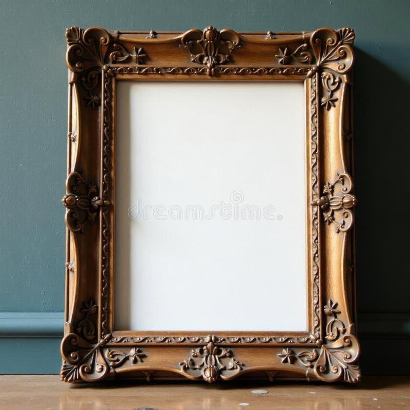 Rustic, Aged Oak Picture Frame, Ornate Detailing, Carved, Empty Frame ...