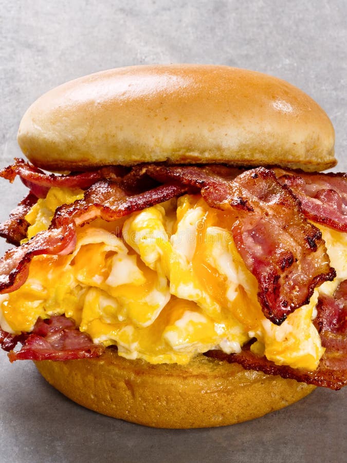 Rustic American Bacon Egg And Cheese Sandwich Stock Image Image Of