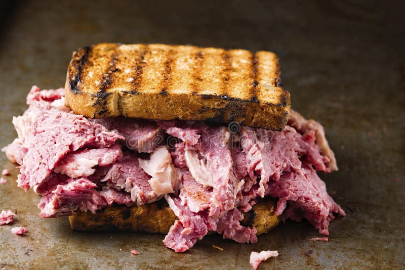 Rustic American Corned Beef Sandwich Stock Photo - Image of meal ...