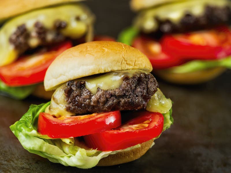 Rustic American Slider Sandwich Mini Hamburger Stock Image - Image of ...
