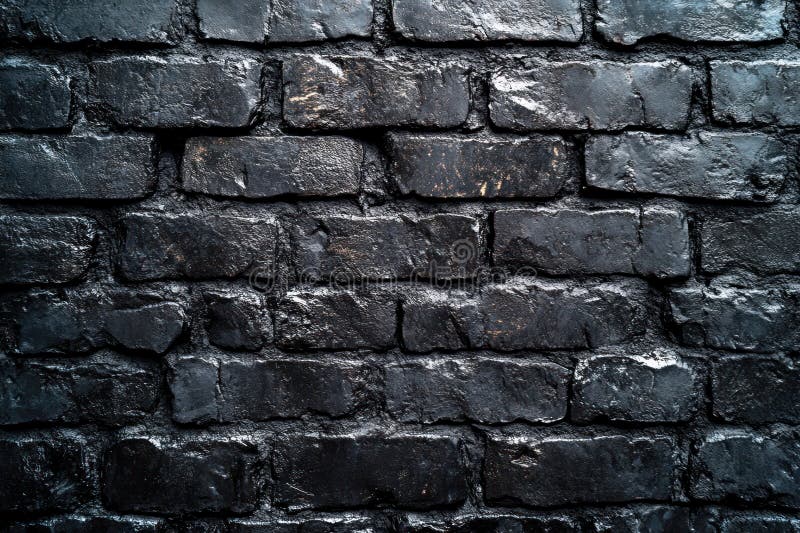 Rustic Anthracite Brick Wall Texture - Dark Black Panoramic Banner ...