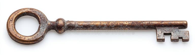 Rustic Antique Key Close-up Image, White Background, Access Concept ...