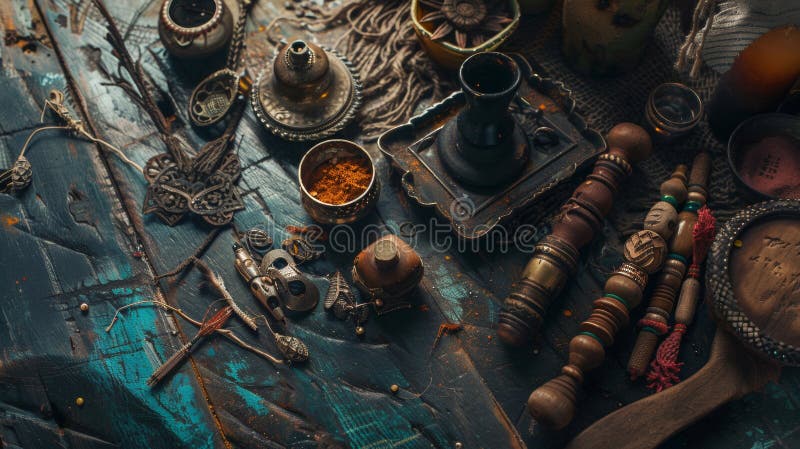 Rustic Antique Objects on Weathered Wood Stock Image - Image of ...
