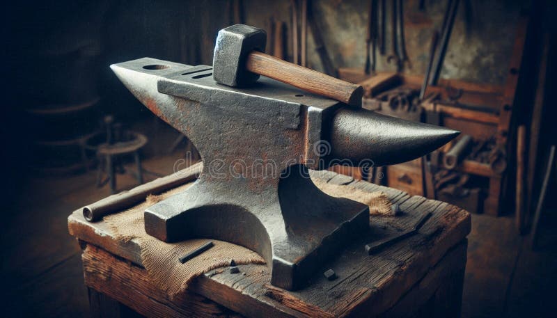 Rustic Anvil in Historic Blacksmith Workshop Stock Illustration ...