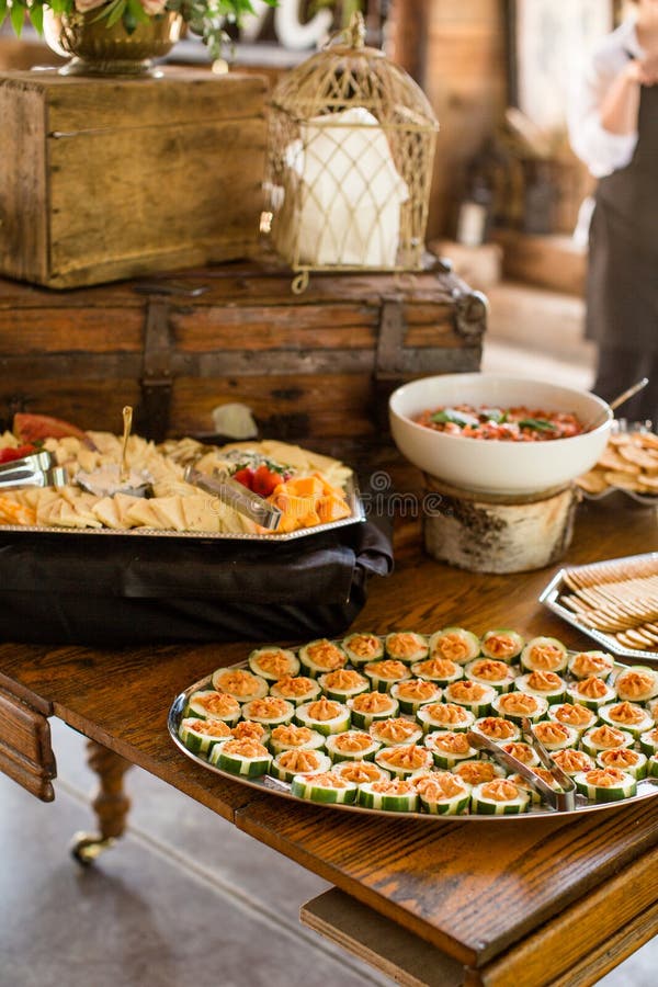 Rustic Appetizer Display with Cheese, Bread, and Crackers Stock Image ...
