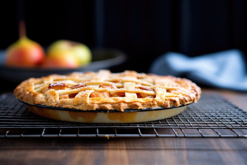 Rustic Apple Pie with a Flaky Crust, Cooling on a Rack Stock Photo ...