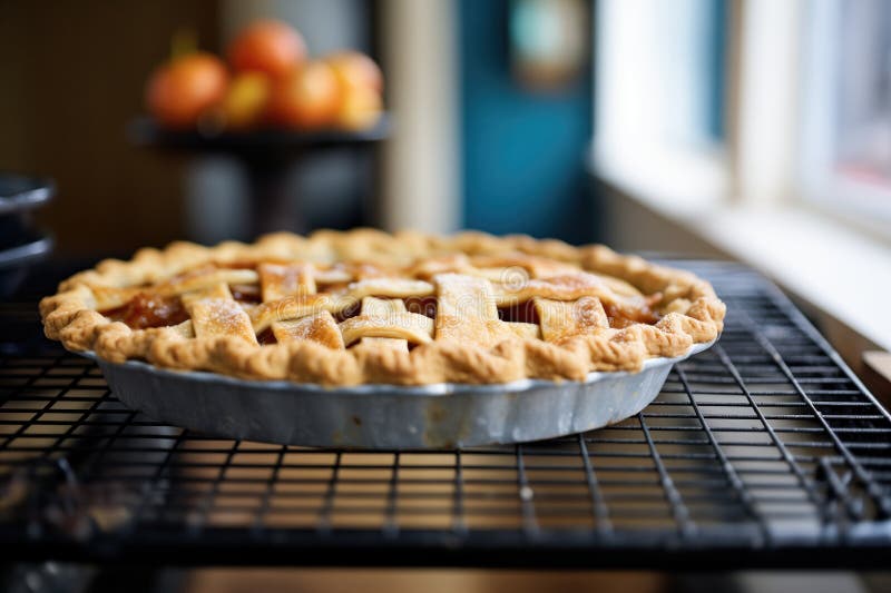Rustic Apple Pie with a Flaky Crust, Cooling on a Rack Stock Image ...