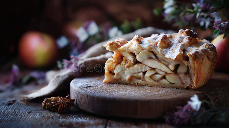 Rustic Apple Pie Slice stock image. Image of slice, texture - 387745851