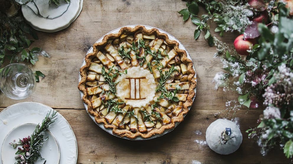 Rustic Apple Pie Thanksgiving Table Centerpiece Stock Photo - Image of ...