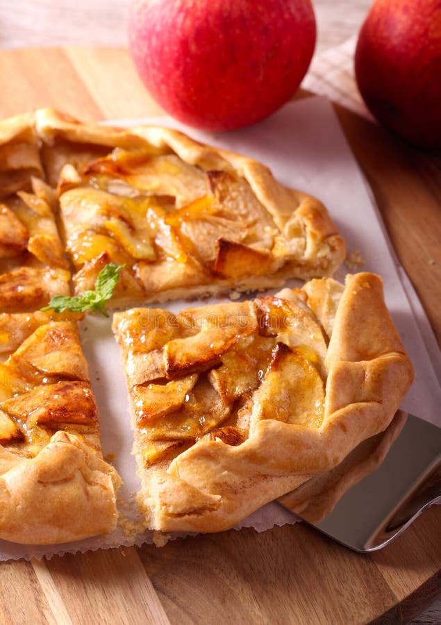 Rustic apple tart, sliced stock image. Image of treat - 257949487
