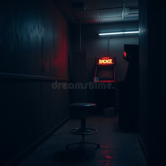 A Rustic Arcade Stool with Worn Leather Seating in an Old School Retro ...