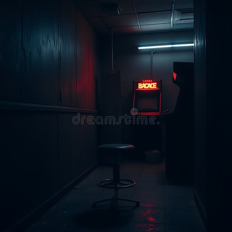 A Rustic Arcade Stool with Worn Leather Seating in an Old School Retro ...