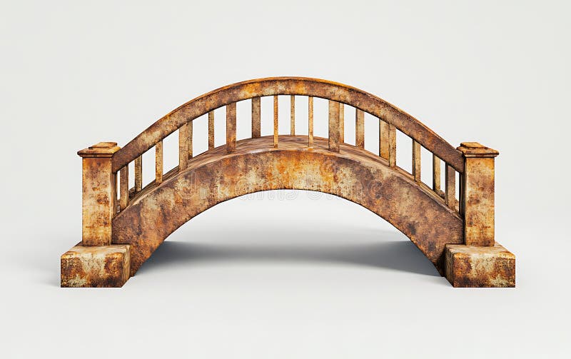 Rustic Arch Bridge with Rusty Metal Design on White Background Stock ...
