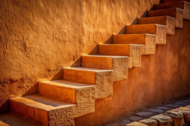 Rustic Architectural Texture a Study in Adobe Brick and Ascending Steps ...