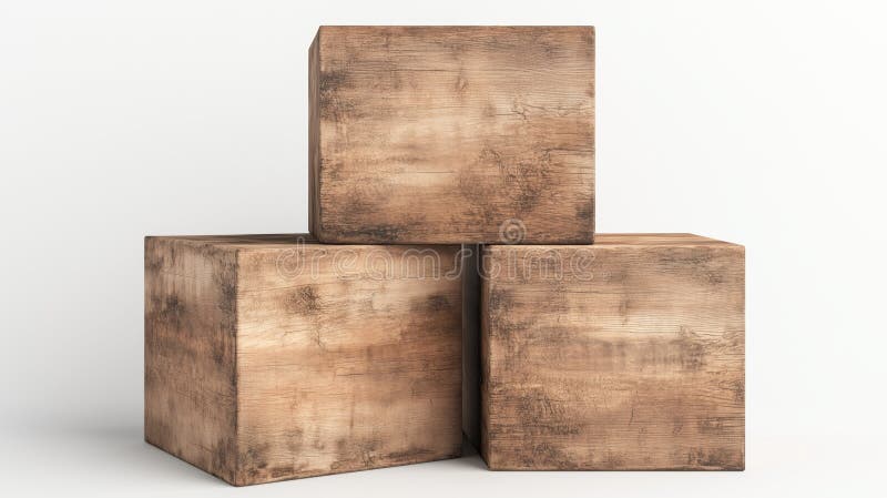 Rustic Arrangement of Three Wooden Boxes Highlighting Textures for ...