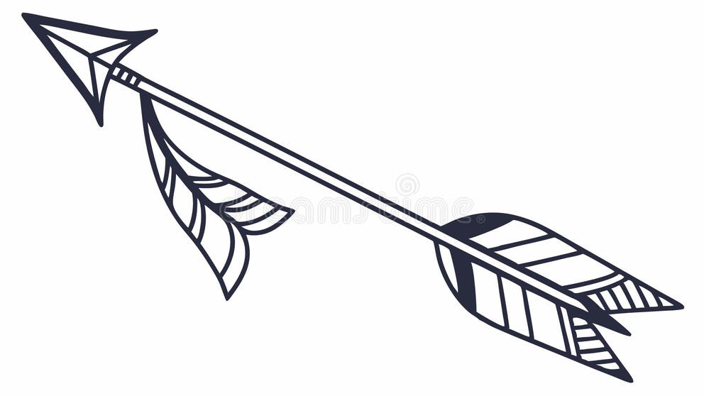 Rustic Arrow with Feather, Symbolizing Direction and Native Art, Vector ...