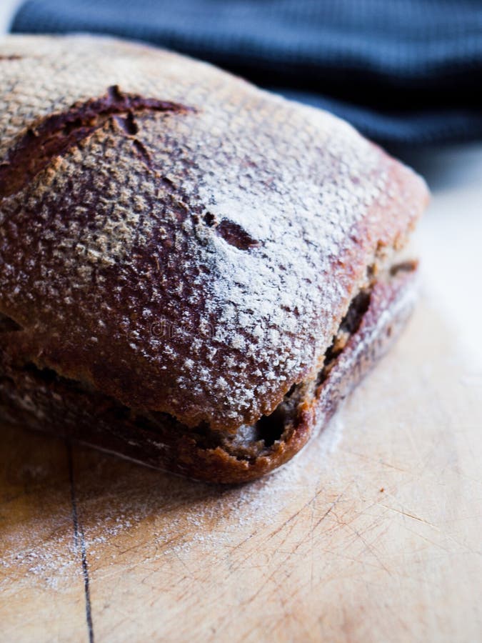 Rustic Artisanal Wholewheat & Rye Bread Loaf Stock Image - Image of ...