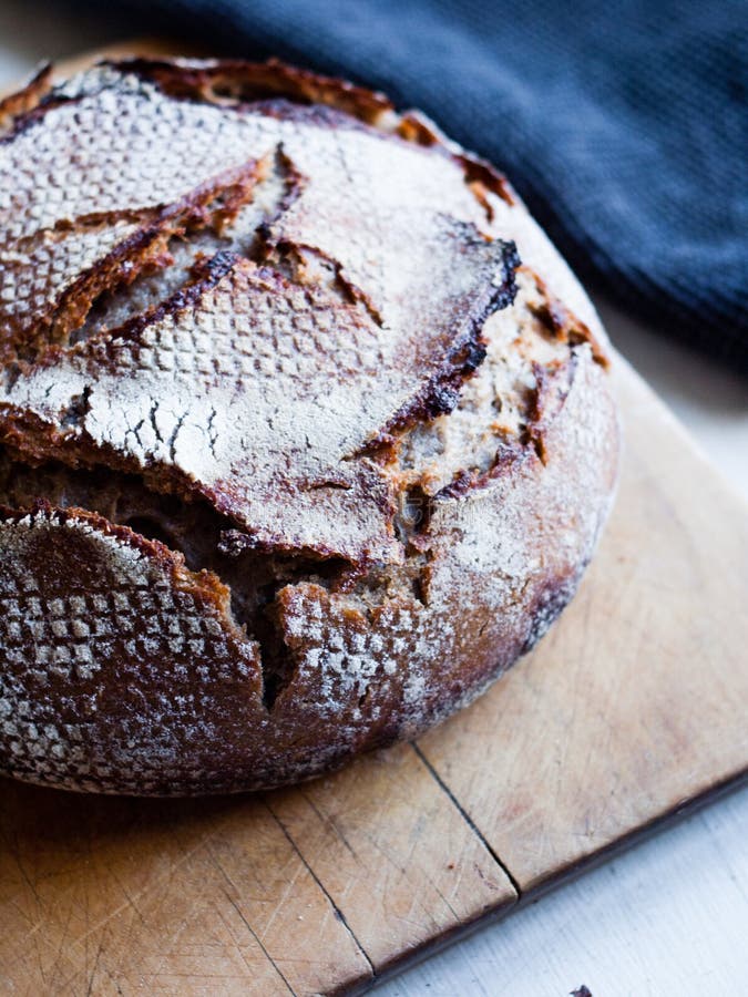 Rustic Artisanal Wholewheat & Rye Bread Loaf Stock Image - Image of ...