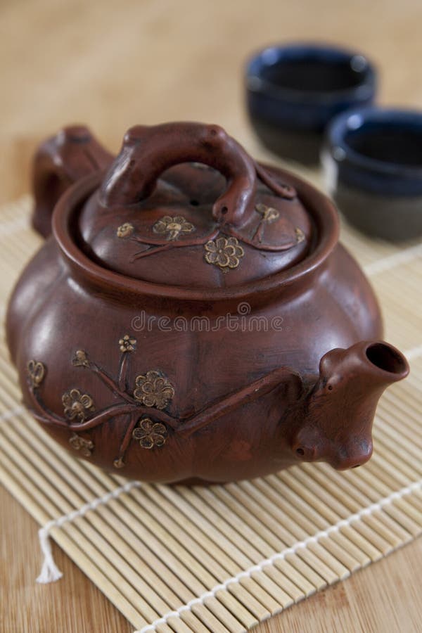 Rustic Asian Ceramic Teapot Stock Image - Image of leaves, asian: 23718705