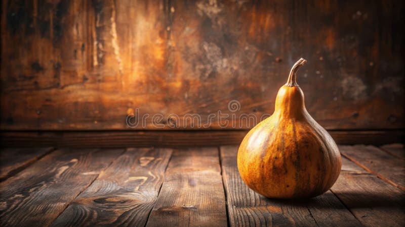 Rustic Autumn Still Life Featuring a Single, Organically Grown Gourd on ...