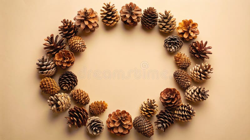 Rustic Autumnal Pine Cone Circle Frame a Flat Lay Composition Perfect ...