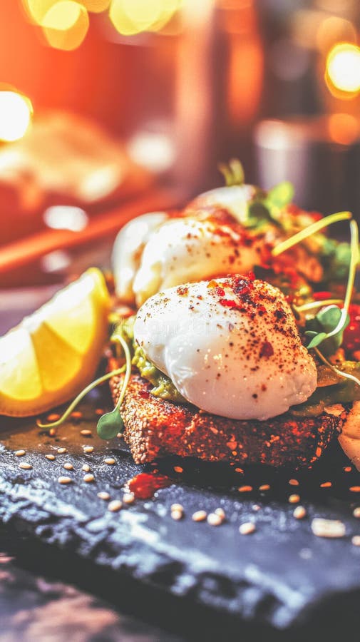 Rustic Avocado Toast with Poached Eggs and Spices Perfect for Gourmet ...