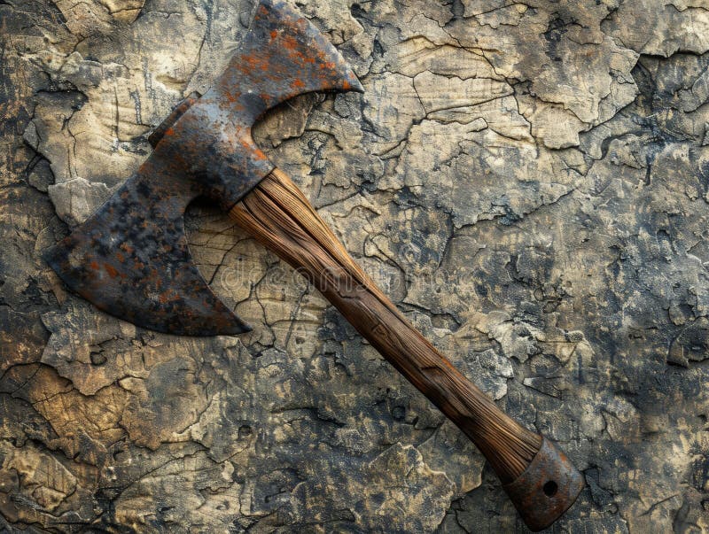 Rustic Axe on Cracked Stone Background Stock Illustration ...