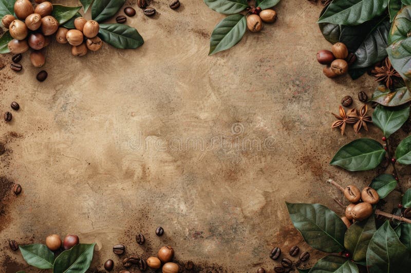 Coffee Themed Backdrop Featuring Coffee Beans and Leaves, Perfect for ...