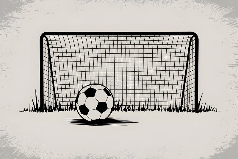 Sketched Soccer Ball and Goal on Rustic Background, Simple yet ...
