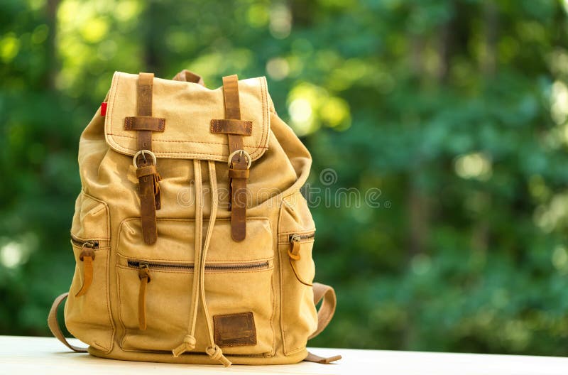 A rustic backpack stock image. Image of knapsack, bokeh - 135926349