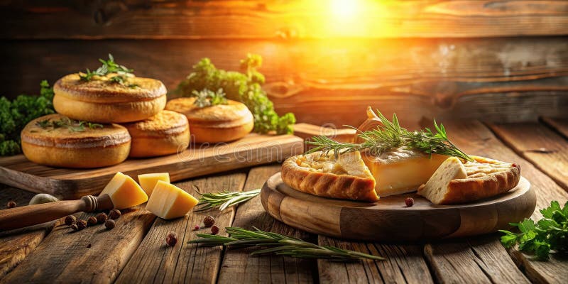 Rustic Baked Cheese and Bread Arrangement with Herbs. Generative AI ...