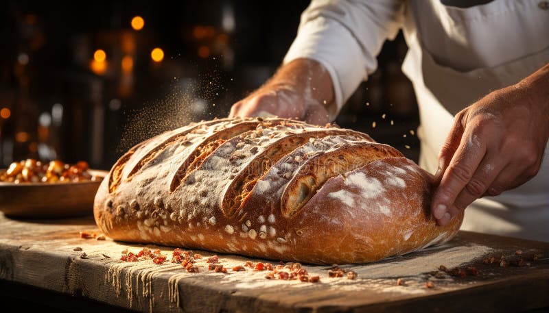 A Rustic Baker Hand Prepares Fresh Homemade Bread Generated by AI Stock ...