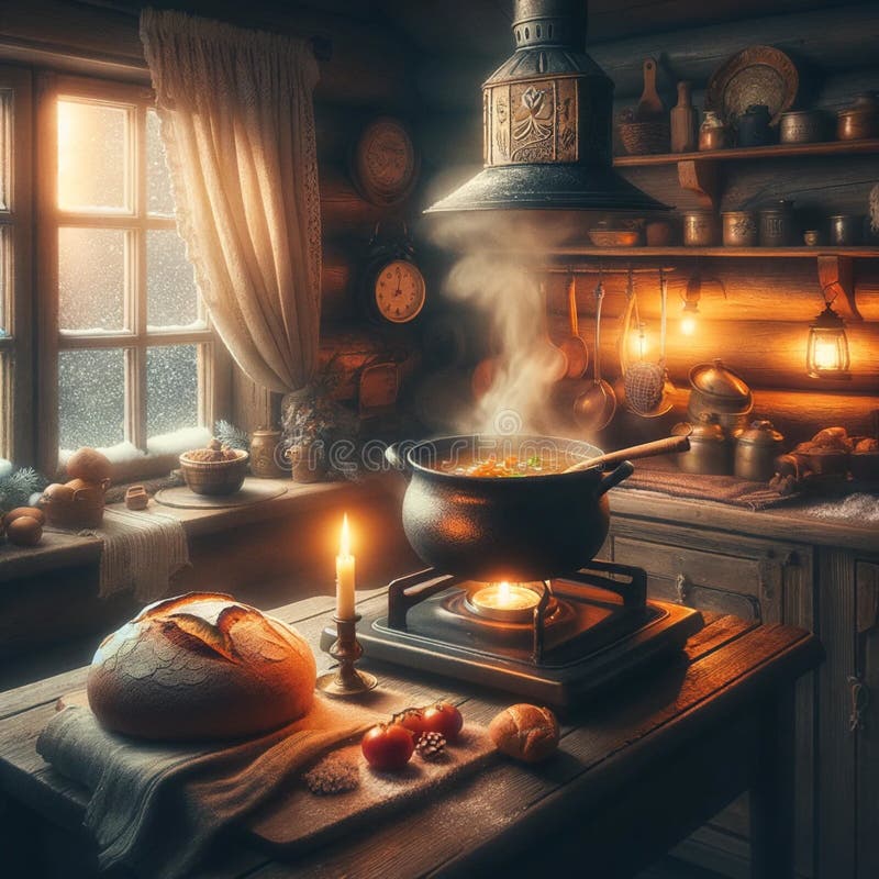 Rustic Bakery: Artisan Bread Baking in Country Kitchen Stock ...