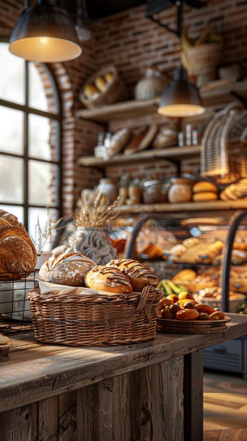 Assorted Breads Stacked on Table in Bakery, Staple Food Stock Image ...