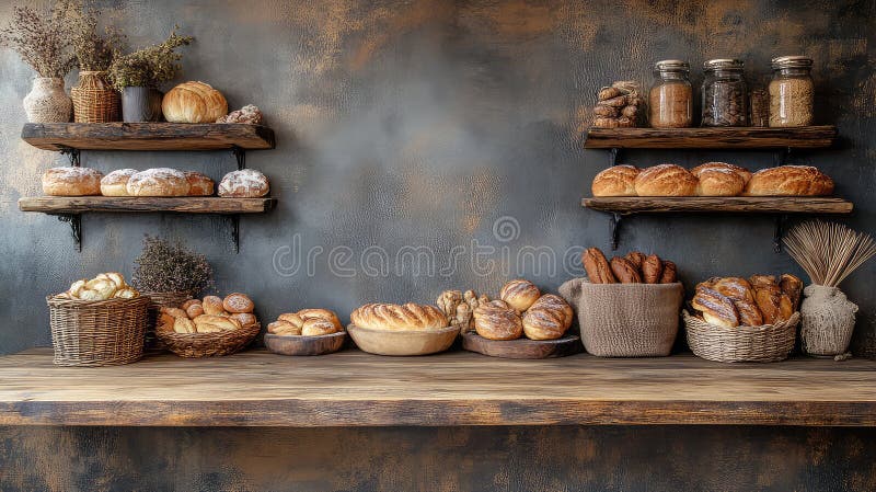 Rustic Bakery Goods Display with Ample Copy Space - Ideal for ...