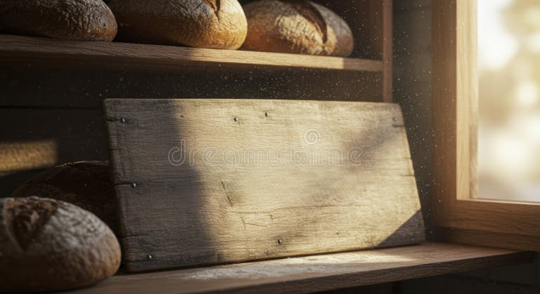 Rustic Bakery Sign with Freshly Baked Bread Display Stock Illustration ...