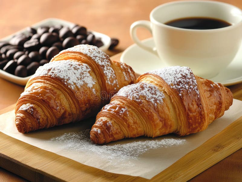 Rustic Bakery Style with Chocolate Croissants and Coffee. Perfect for ...