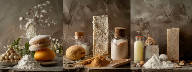 Rustic Baking Ingredients in a Vintage Arrangement Stock Photo - Image ...