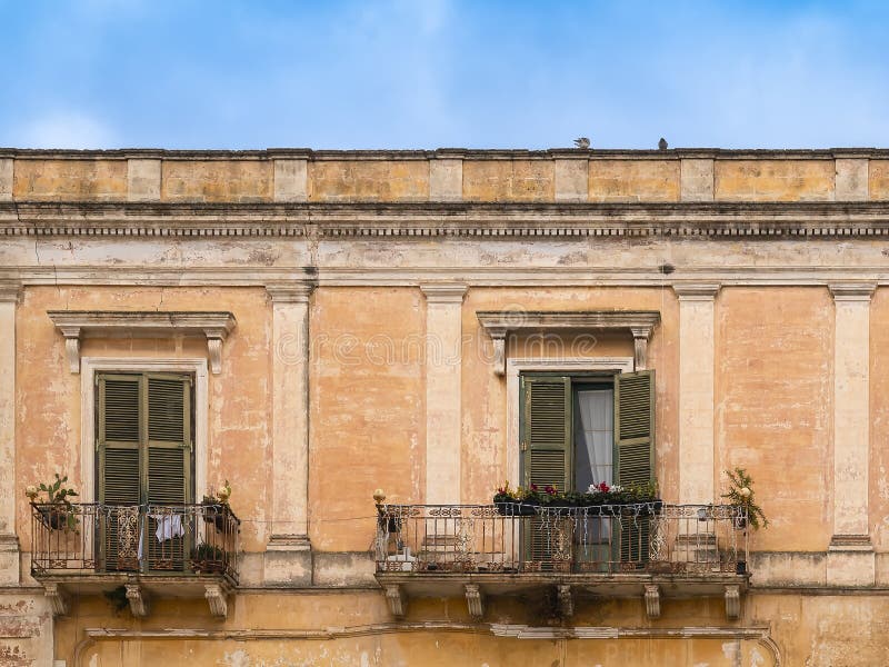 Rustic Balcony of a Dilapidated Building in Grottaglie Italy Stock ...