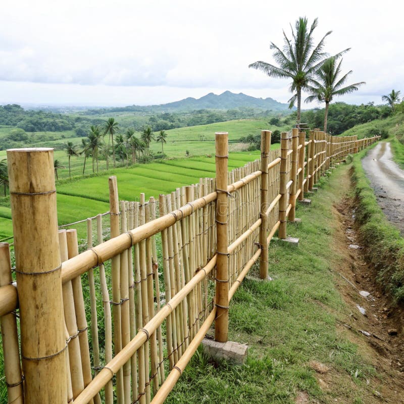 Native Bamboo Fence in Philippines Countryside Stock Illustration ...