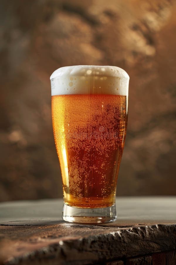 Rustic Bar with Craft Beer in Glass on Wooden Table with Lighted ...