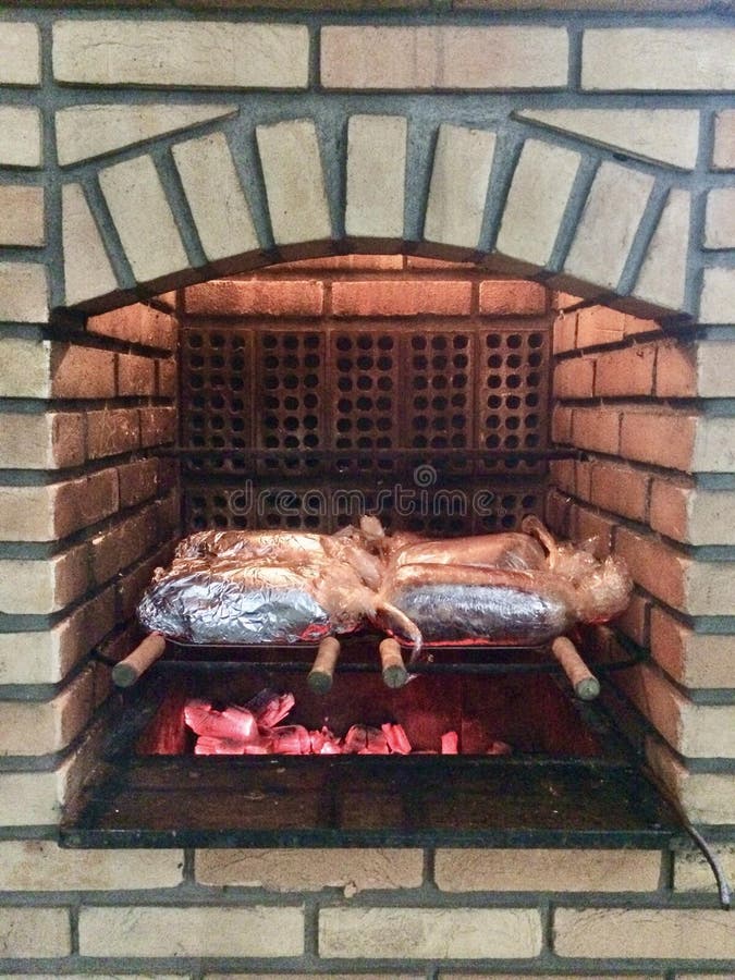 Rustic Barbecue with Lit Coals Stock Photo - Image of meal, fish: 328340460