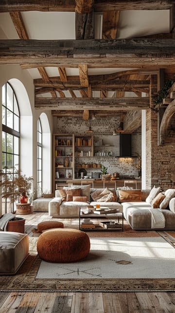 Rustic Barn Conversion with Exposed Beams and Modern Touches3D Render ...